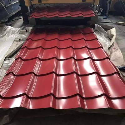 China ISO 9001 Red Pre Painted Iron Sheets 610mm Coloured Corrugated Roofing for sale