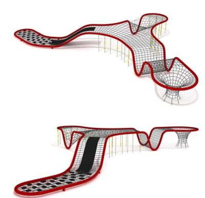 China Customizable Anti-UV Wire Rope Playground Climbing Net for Ages 5-12 - Red/Blue/Yellow/Black Colors for sale