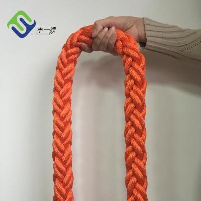 China Orange 8 Strand Polyester Rope 64mm Mooring Tow Line for Vessel Marine Use for sale