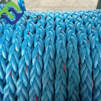 China PP Multifilament 8 Strand Polypropylene Mooring Rope 30mm 160mm for Ships Tugline for sale