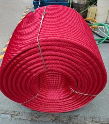 China 16mmx500m Red/Yellow Color Polyester Combination Wire Rope With High Breaking Load for sale