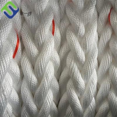 China White Polyester Marine 8 Strand Mooring Rope Abrasion Resistant for sale
