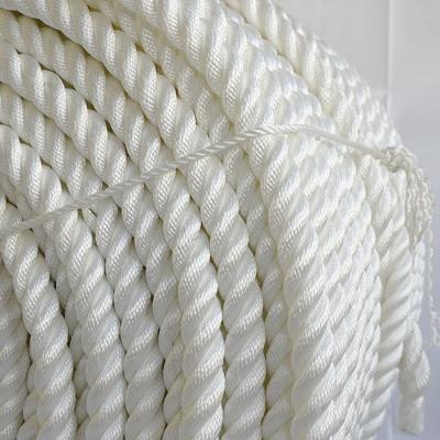 China 3 Strand Twisted Nylon Rope 4mm-60mm Marine Mooring Lifting Rope High Work Load for sale