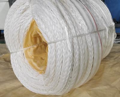 China 1 inch White UHMWPE Rope 12 Strand 220m for Marine Mooring Vessel Towing for sale