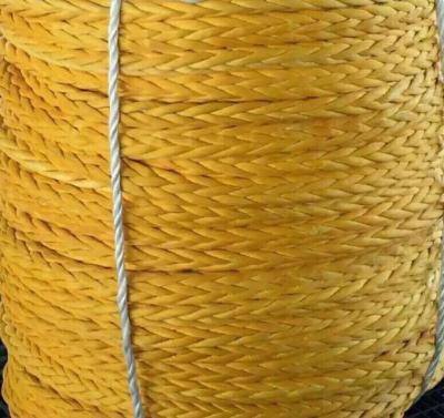 China Floating 12 Strands Braided UHMWPE Rope 14mm 16mm Synthetic HMPE Winch Line for sale