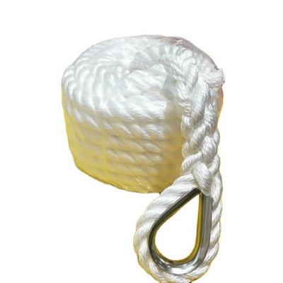 China 28mm 3 Strand Twisted Nylon Rope 220m High Tenacity Abrasion Resistant Marine Dock Mooring for sale