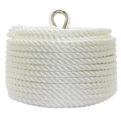 China 12mm White 3 Strand Polyester Rope for Manual Anchor Winch Marine Grade for sale