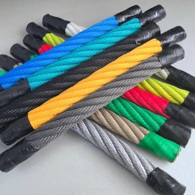 China 16mm UV Resistant 6 Strand Playground Combination Rope with Steel Wire Core 6x8 Construction for sale