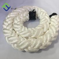 China 8 Strand Braided White Polyester Rope 48-96mm Diameter 200-220m Length Marine Mooring Industrial for sale
