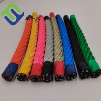China 16mm Polyester Combination Rope with Steel Core High Strength Chemical Water Resistant for sale