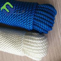 China White 3-Strand Twisted Nylon Rope with 15-28% Stretch and UV Resistance for Industrial Applications for sale