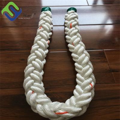 China 8-Strand Polyester Marine Mooring Rope 64-120mm with Eye Splices - Corrosion Resistant for sale