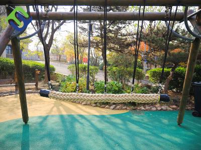 China 120mm Diameter Natural Color Polyester Playground Rope Bridge - 12 Strands Braided Construction for Outdoor Play Equipment for sale