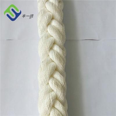 China High Tensile White Nylon Mooring Rope 8 Strand 32-120mm Diameter 220m Length for Marine Vessels for sale