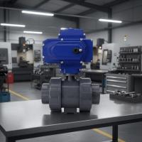 China 3-Way Electric PVC Ball Valve, L-Port/T-Port Motorized Plastic Valve for Water Treatment for sale