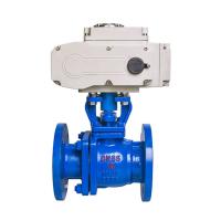China 3 Inch Carbon Steel Electric Eccentric Half Ball Valve PTFE Sealing Industrial Type Wear-resistant Ash for sale