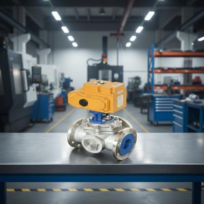 China Industrial Electric Actuator SS304/316 Stainless Steel Three Way Ball Valve Flange Type High Pressure Water Oil Gas Control for sale