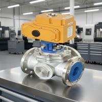China Industrial Electric Actuator SS304/316 Stainless Steel Three Way Ball Valve Flange Type High Pressure Water Oil Gas Control for sale