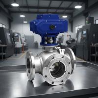 China Industrial Electric Actuator SS304/316 Stainless Steel Three Way Ball Valve Flange Type High Pressure Water Oil Gas Control for sale