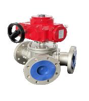 China Electric Actuator Ss304 316 Stainless Steel Y Type 3 Way Ball Valve Flange Intelligent Type  Explosion-proof DC24VAC110V220V380V for sale