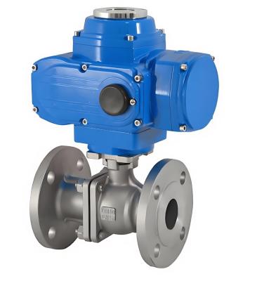 China Electric Actuator Ss304 316 Stainless Steel  v Type 3 Way Ball Valve Flange Intelligent  Explosion-proof DC24VAC110V220V380V for sale