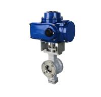 China Electric Actuator Ss304 316 Stainless Steel  v Type 3 Way Ball Valve Flange Intelligent  Explosion-proof DC24VAC110V220V380V for sale