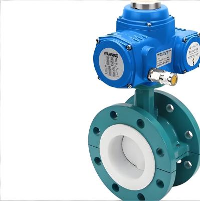 China 2in15in Explosion-proof Electric PTFE-lined  Butterfly Valve with Hard Sealing Carbon Steel Flange DC24VAC110V220V380V for sale