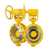 China 2in-48in Large Caliber WCB SS304/316 Flange Hard Seal Double Flange Double Offset Butterfly Valve with Gearbox  Standard for sale