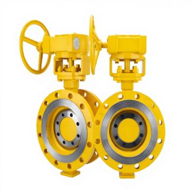 China 2in-48in Large Caliber WCB SS304/316 Flange Hard Seal Double Flange Double Offset Butterfly Valve with Gearbox  Standard for sale