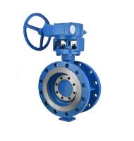 China 2in-48in Large Caliber WCB SS304/316 Flange Hard Seal Double Flange Double Offset Butterfly Valve with Gearbox  Standard for sale