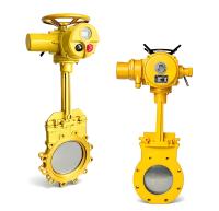 China Knife Gate Valve with Electric Actuator for Sewage Pulp Motorized Slurry Gate Valve Wear-resistant Manual Type for sale