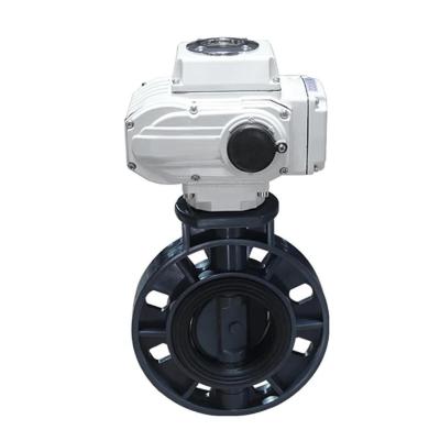 China ETRANY 12In EPDM Rubber Seat Flange Type 24VDC on Electric Rotary Actuator PVC Plastic Butterfly Valve Water High Temperature for sale