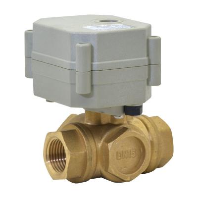 China HOT DC 24V AC 230V Mini Thread 3-Way 1/2in-4in Brass Motorized Electric Ball Valves Water Gas Low Temp OEM Customized for sale
