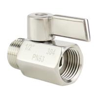 China SS304 SS316 Stainless Steel Mini Ball Valve Female to Male Threaded Female Thread 90° Handle Water Gas Shut-off Valve for sale