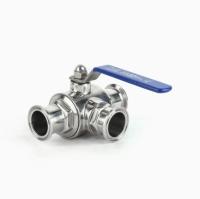 China Sanitary Tri-Clamp 3-Way Ball Valve SS304/316L T/L Type PN10 Food Grade Manual Flow Control Valve for Beverage & Pharma for sale