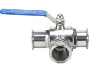 China Sanitary Tri-Clamp 3-Way Ball Valve SS304/316L T/L Type PN10 Food Grade Manual Flow Control Valve for Beverage & Pharma for sale