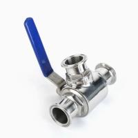 China Sanitary Tri-Clamp 3-Way Ball Valve SS304/316L T/L Type PN10 Food Grade Manual Flow Control Valve for Beverage & Pharma for sale