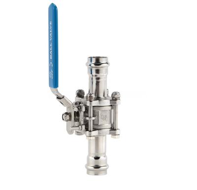 China 316L Stainless Steel Press Ball Valve 3-Piece Structure Press Fit Ends Corrosion Resistant for Industrial Fluid Systems for sale