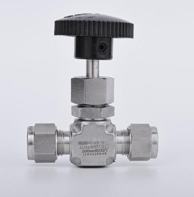 China SS316 Stainless Steel Double Ferrule Needle Valve Straight Compression End Knurled Handwheel Needle Globe Valve for sale