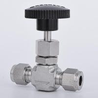 China SS316 Stainless Steel Double Ferrule Needle Valve Straight Compression End Knurled Handwheel Needle Globe Valve for sale