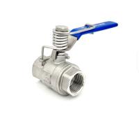 China 304 Stainless Steel Spring Return Ball Valve 2 Piece Female Thread Automatic Reset Quick Close Ball Valve 1000WOG NPT BSPT for sale