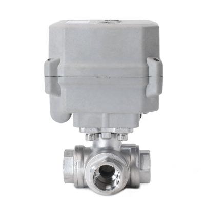 China Etrany 1/2in NPT SS304 3Way L Port 2 Wires Normally Closed DC12v with Manual Override water Control Regulation for sale