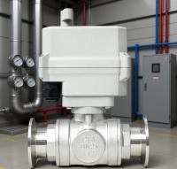 China Etrany 3Way Tri-Clamp Stainless Steel Motorized Ball Valve, 2 Sec Fast Operation, Failsafe Auto Return DC12-24VAC24V for sale