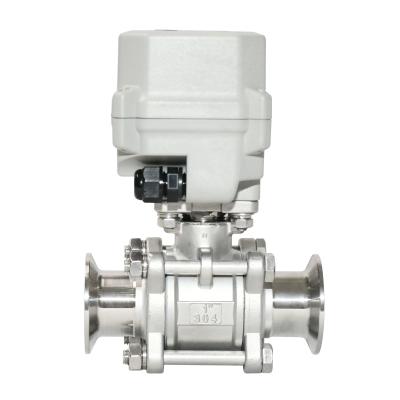 China Etrany Tri-clamp 3-piece SS304 3/4'' 2-way BSP/NPT Electric Ball Valve for Water High Temperature Applications 1 Year Warranty for sale