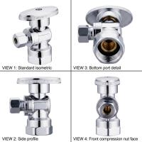 China American Standard 90 Degree Angle Stop Valve Quarter Turn Brass Chrome Plated Angle Valve for Bathroom Toilet Sink Water Heater for sale