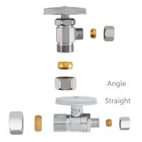 China American Standard 90 Degree Angle Stop Valve Quarter Turn Brass Chrome Plated Angle Valve for Bathroom Toilet Sink Water Heater for sale