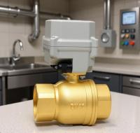 China Etrany 1 1/2in Brass 2 Way RS485 Modulating Electric Control Water Ball Valve DC5V High Temperature Flow Regulation Control for sale
