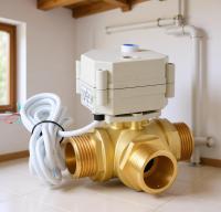 China Etrany 1Inch Male Thread 3 Way Brass Horizontal 4-20mA/0-10V Electric Modulating Ball Valve Water Fluid Control High/Low Temp for sale