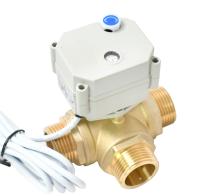 China Etrany 3 Way 3 Position 1'' Male Thread Brass Electric Ball Valve Water Fluid Control High Temp DC9V-24V IP67 Protection 650 psi for sale