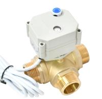China Etrany 3 Way 3 Position 1'' Male Thread Brass Electric Ball Valve Water Fluid Control High Temp DC9V-24V IP67 Protection 650 psi for sale
